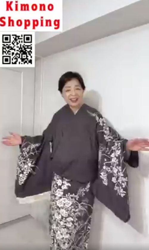 結城紬後染め訪問着こげ茶地に秋草#紫のコーデ#shopping#kimono 結城紬後染め訪問着こげ茶地に秋草#紫のコーデ#shopping#kimono
